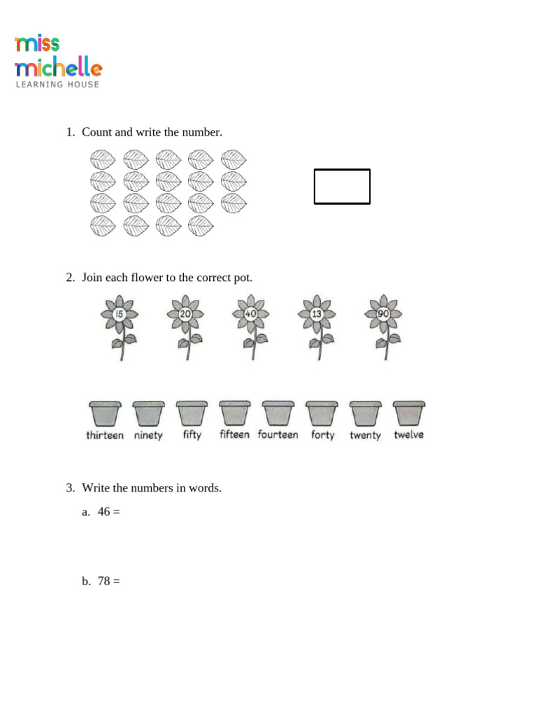 Review Unit Test Place Value and Numbers To 100 | PDF