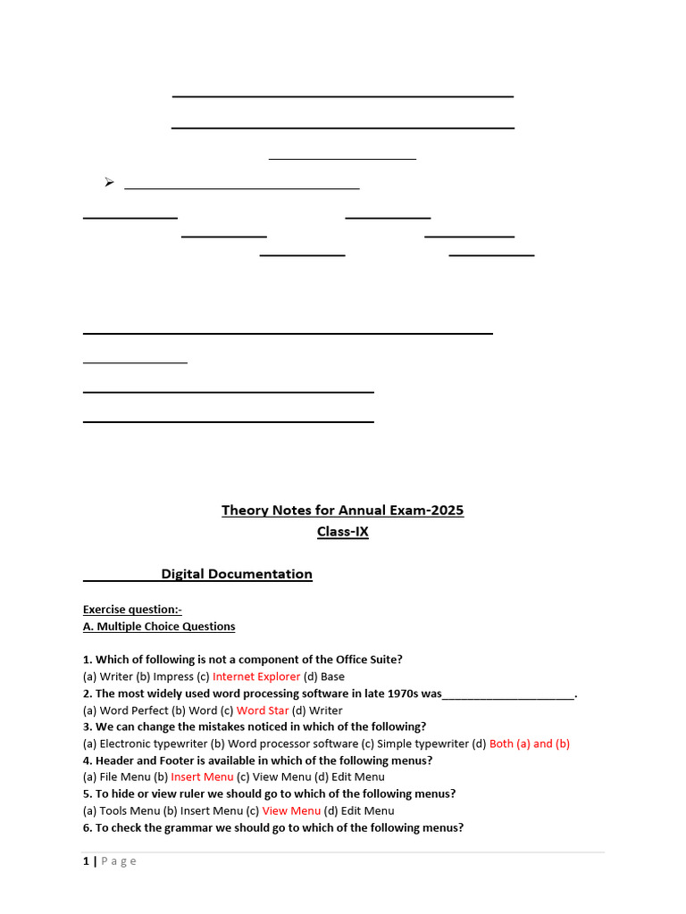 Theory Notes For Annual Exam-2025 (Class-IX) | PDF | Antivirus Software ...