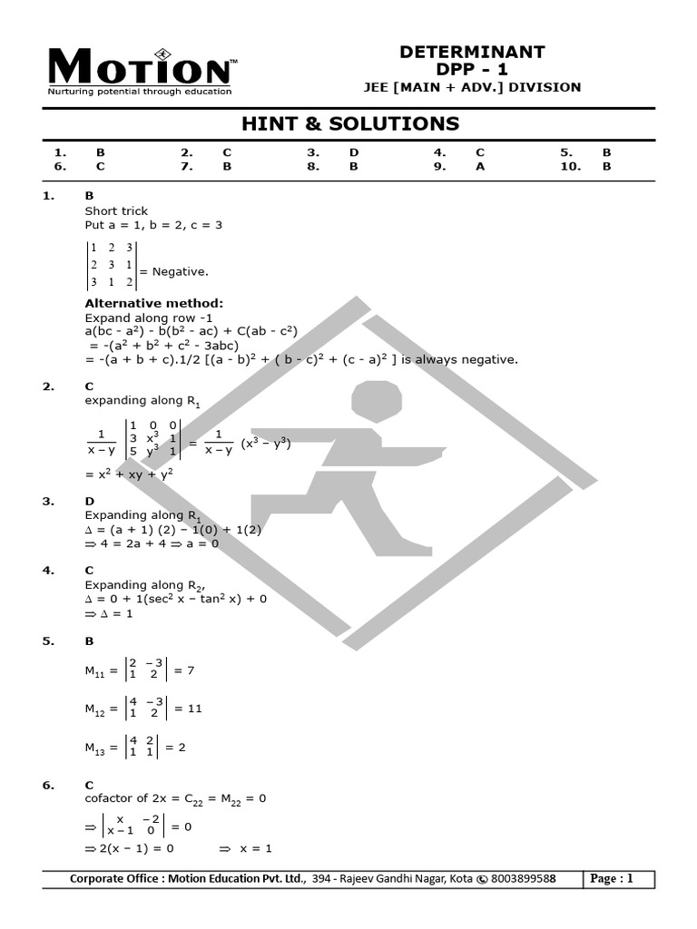 DPP-1 Determinant Sol @GB Sir | PDF