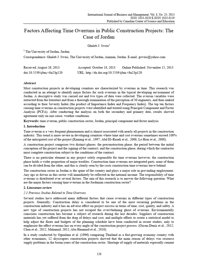 Factors Affecting Time Overruns in Public Construction 2ikfjz52q3 | PDF ...