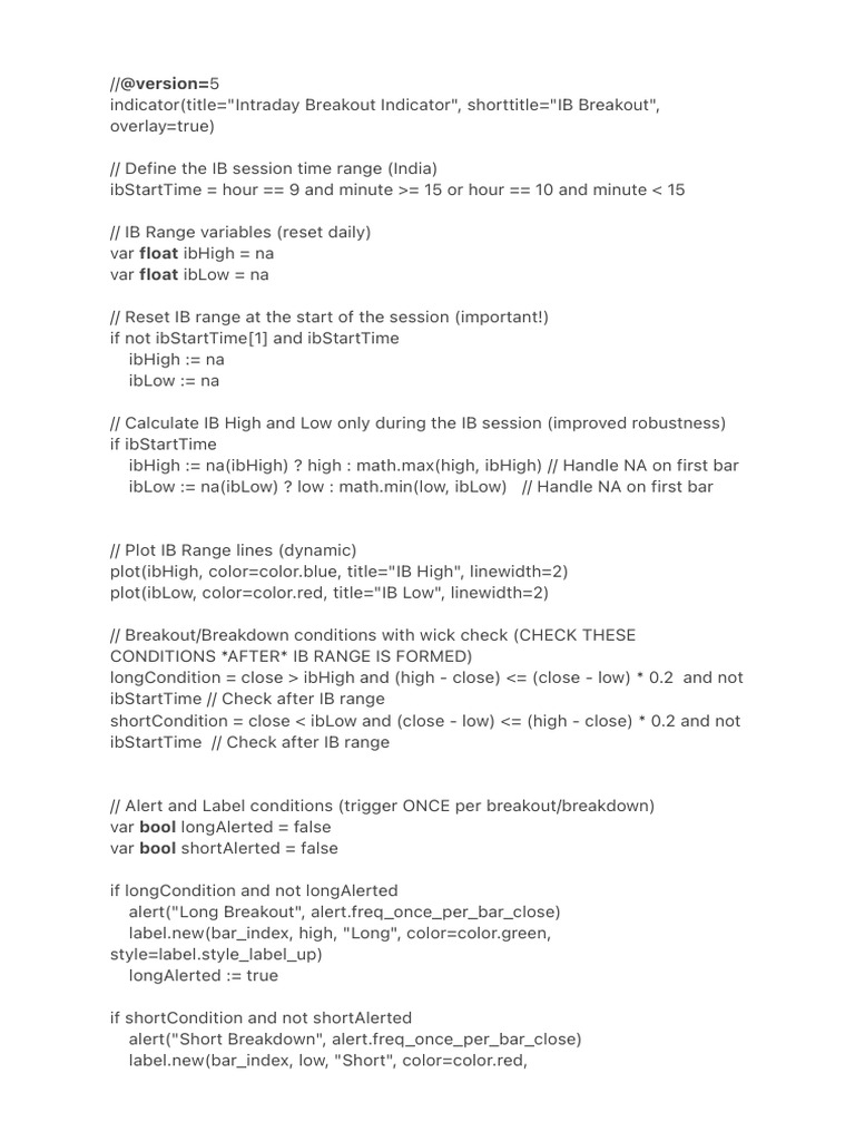 Intraday ORB Pine Script | PDF