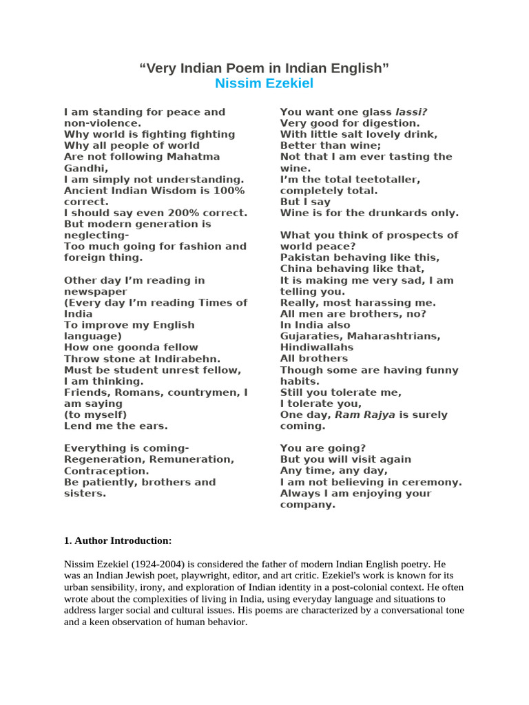 Very Indian Poem in Indian Englis1 | PDF | Mahatma Gandhi | Poetry