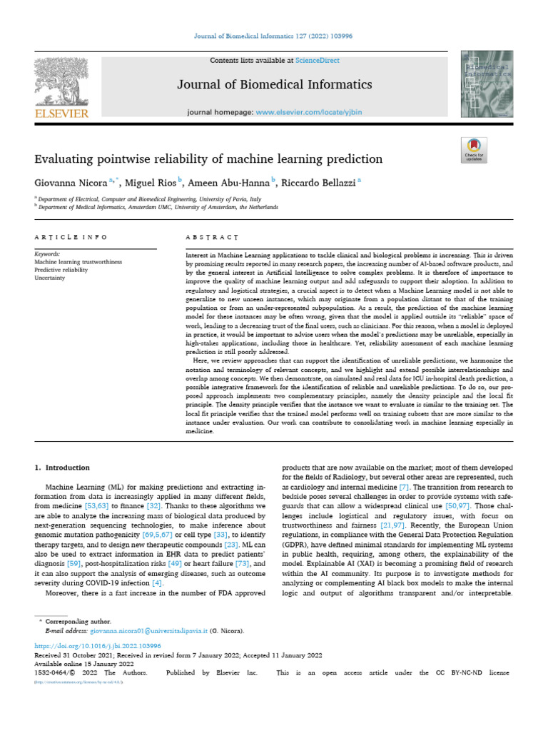 01 - Evaluating Pointwise Reliability of Machine Learning Prediction | PDF | Statistical ...