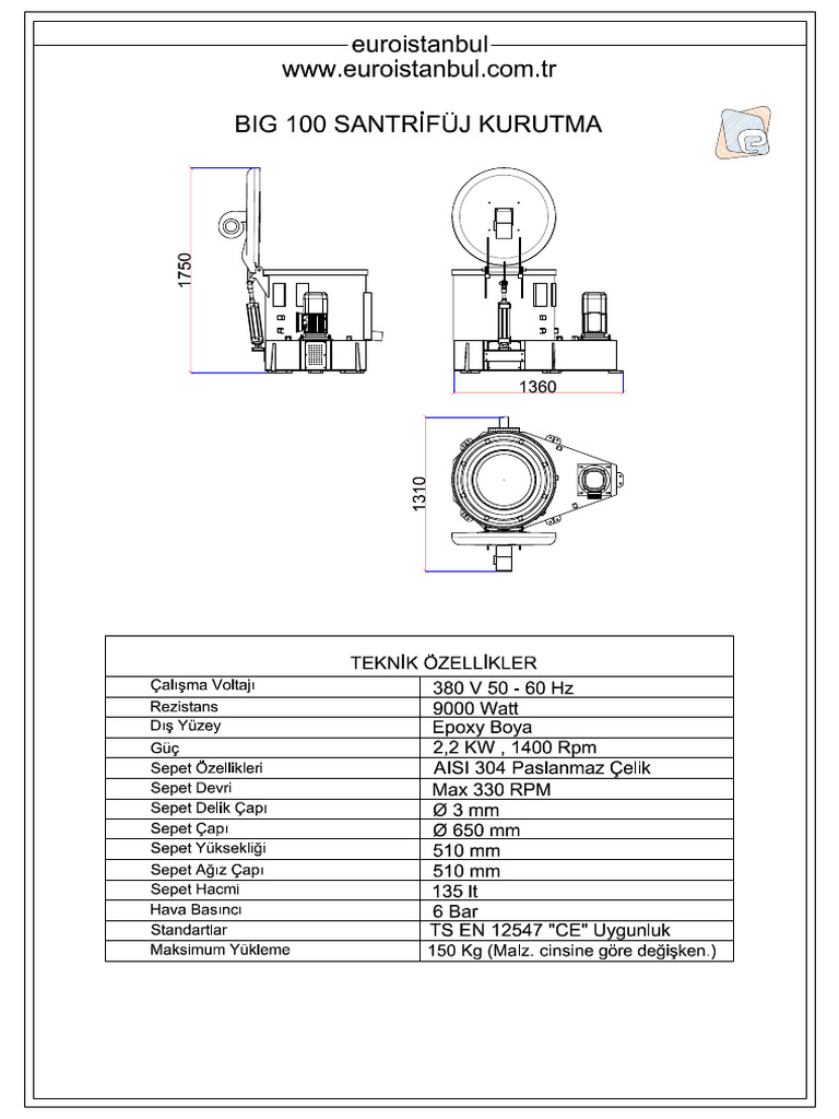 Big 100 Santrifuj Kurutma EURO İSTANBUL | PDF