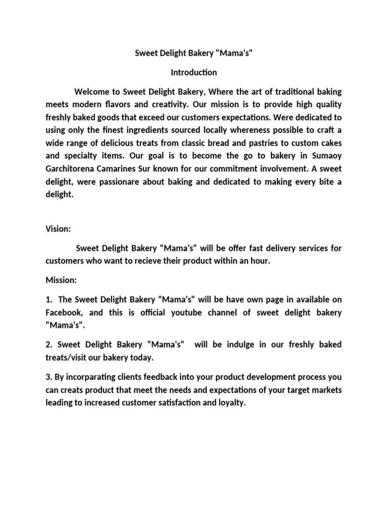 Sweet Delight Bakery: Fresh Treats in CamSur | PDF