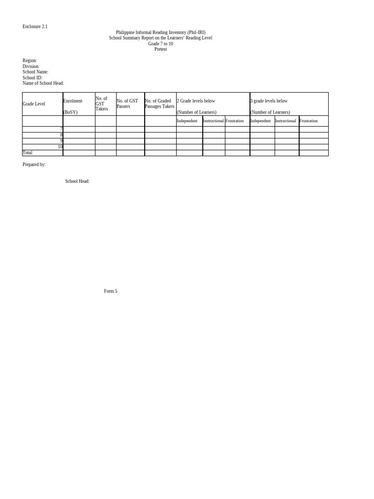 form 5 excel | PDF