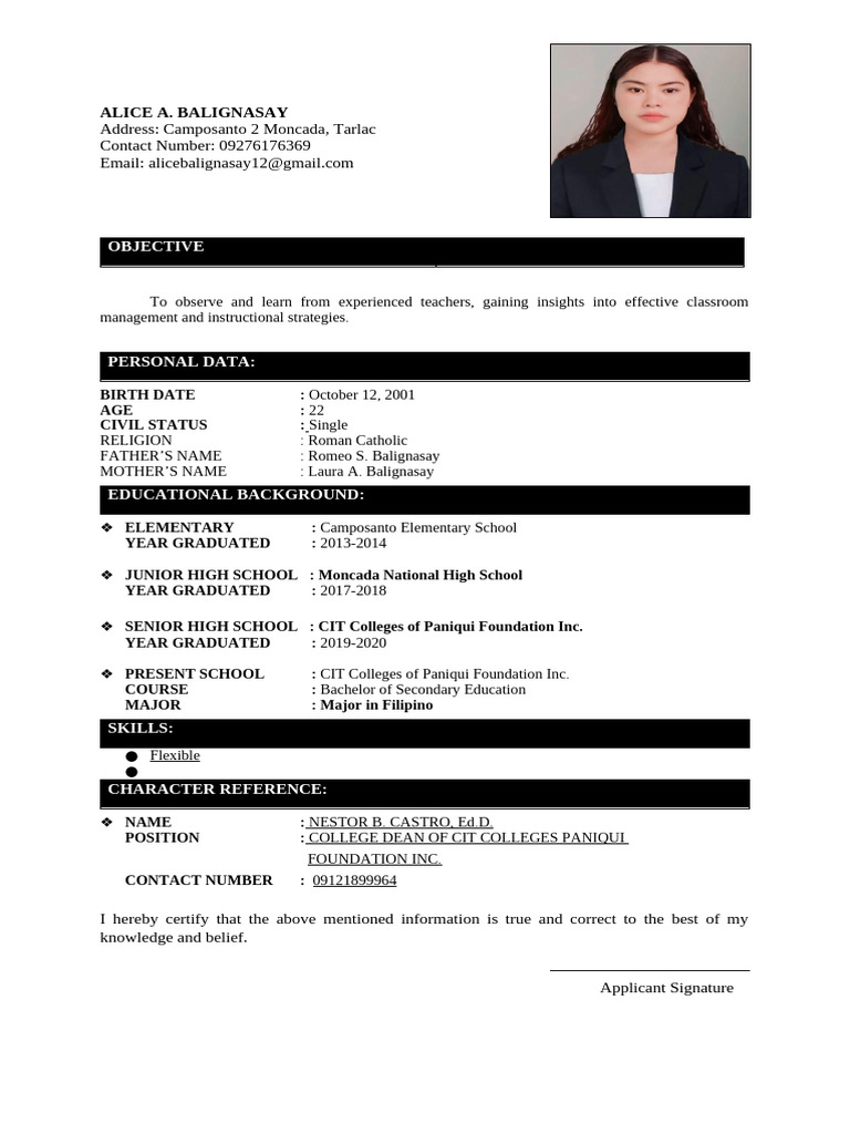 Resume Format 1 | PDF | Schools | Teachers