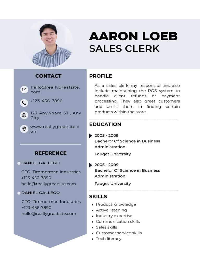 Sales Clerk Resume for Aaron Loeb | PDF