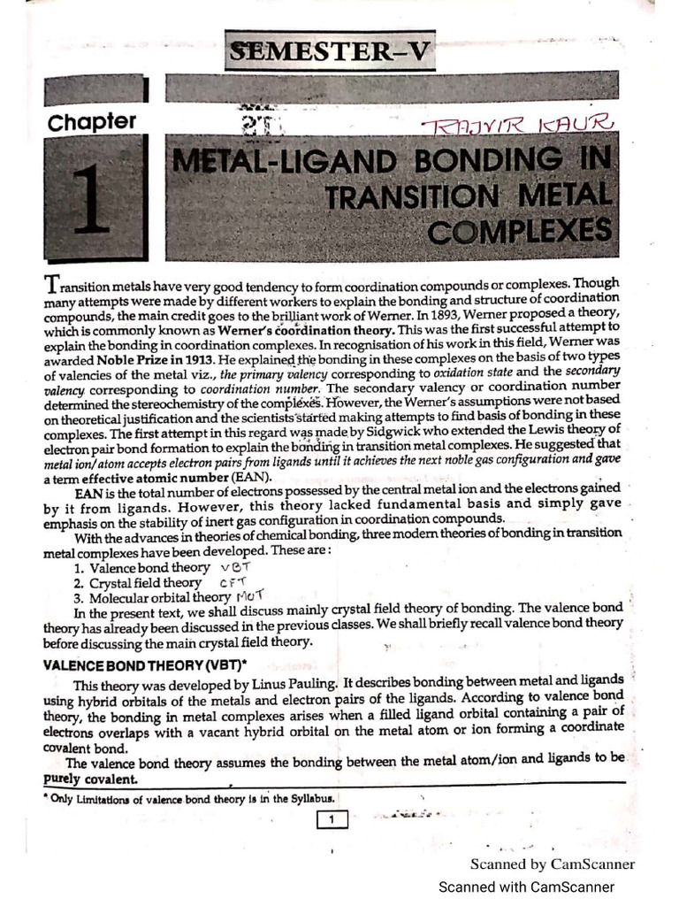 Metal-Ligand Bonding | PDF