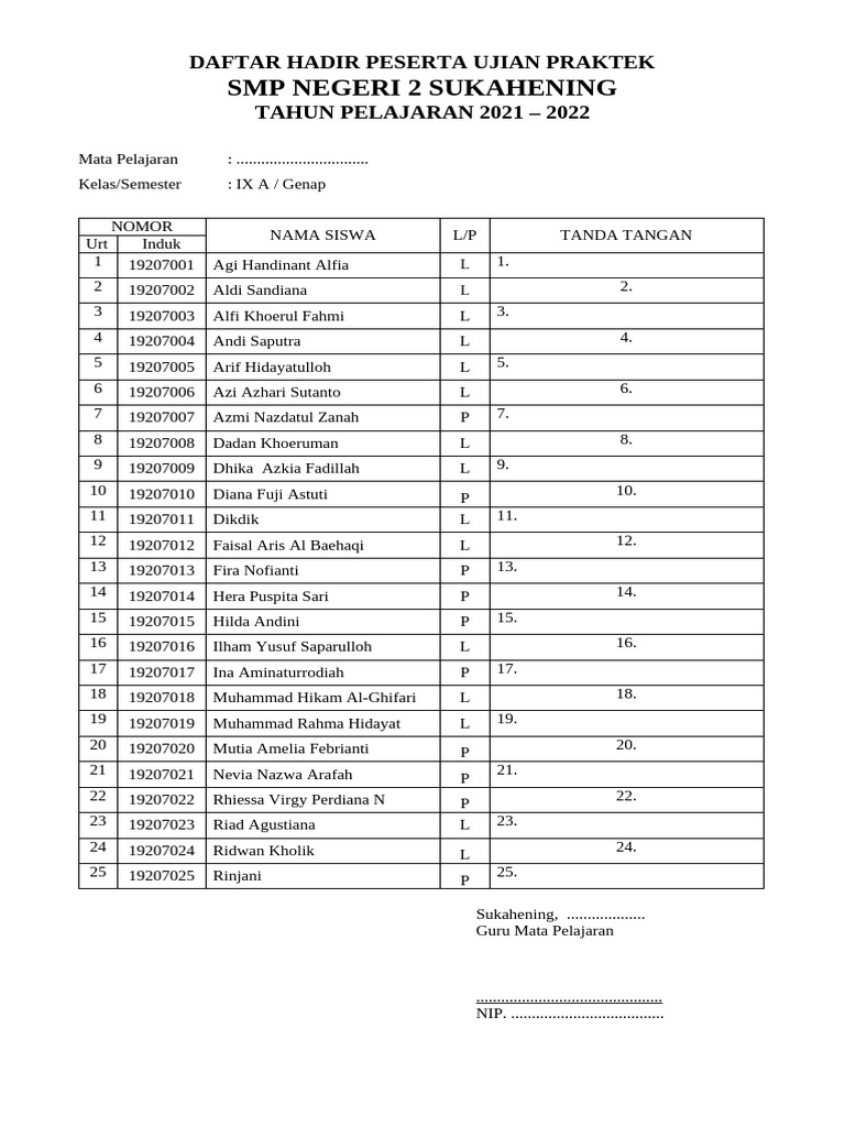 DAFTAR HADIR PRAKTEK | PDF