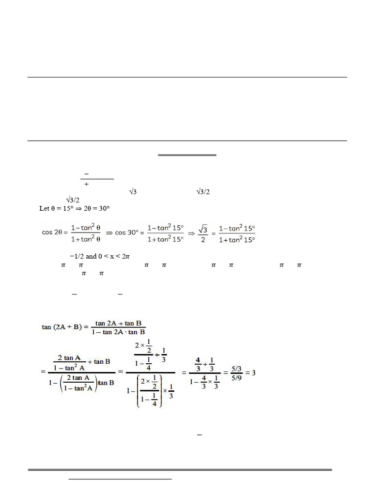 Maths Class Xi Chapter 03 Trigonometric Functions Practice Paper 03 2024 Answers | PDF ...