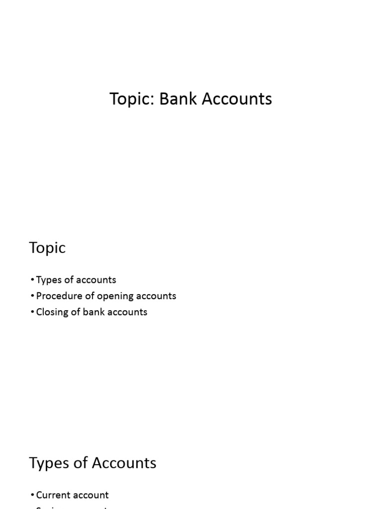 Chapter Bank Accounts - PPT | PDF