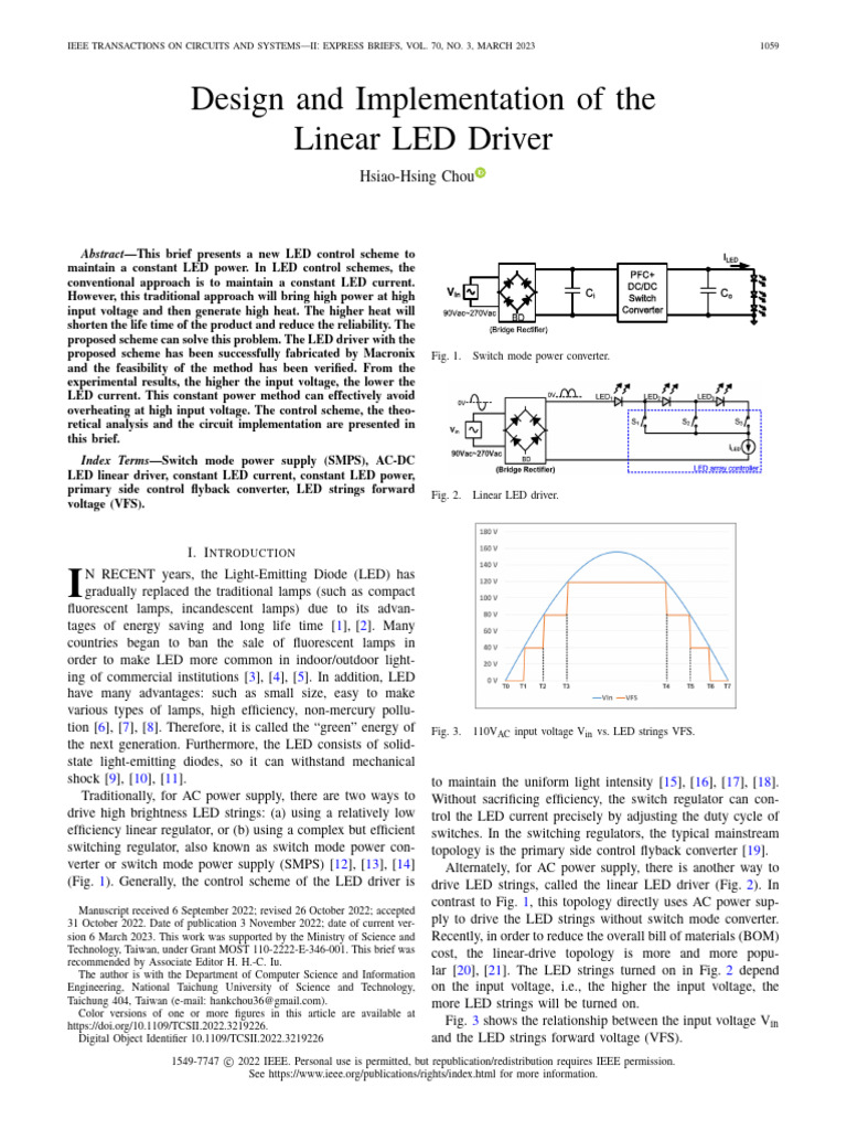 Design and Implementation of The Linear LED Driver | PDF | Power Supply | Light Emitting Diode