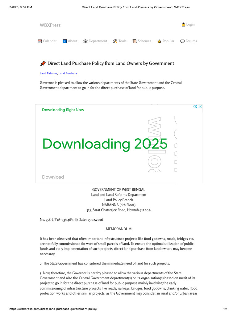 Direct Land Purchase Policy 2025 | PDF | Governance | Government