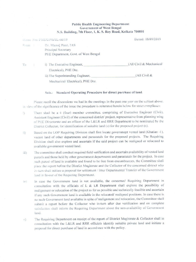 Sop Direct Purchase of Land | PDF | Government | Governance