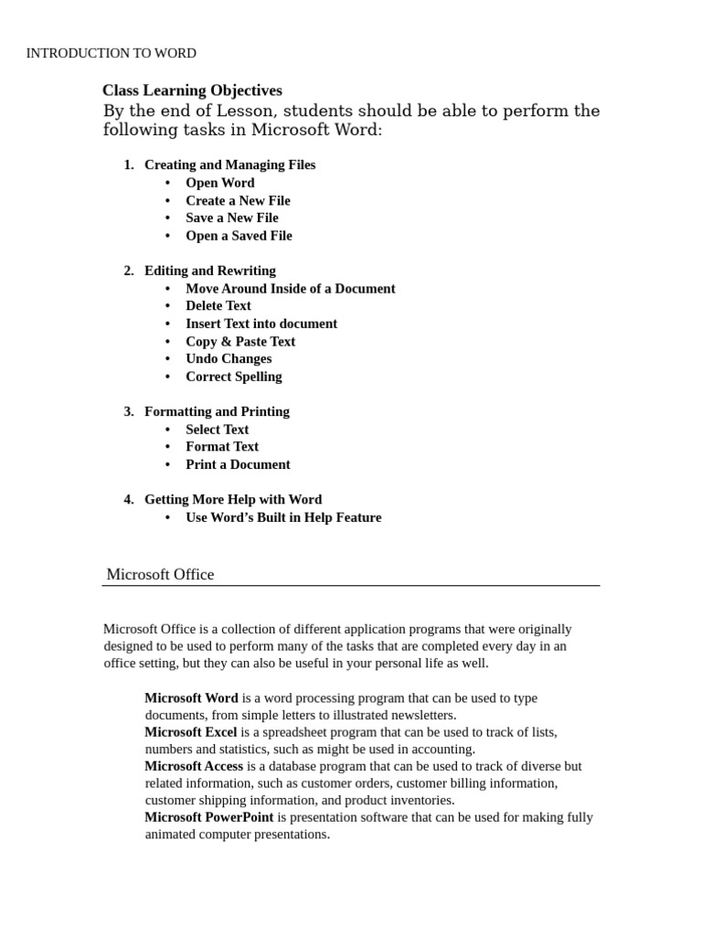 Introduction to Microsoft Word | PDF | Microsoft Word | Word Processor