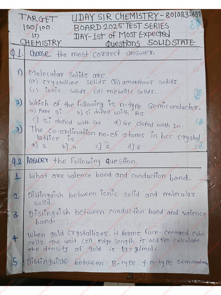 Uday Sir ChemistryImportant Sheet | PDF