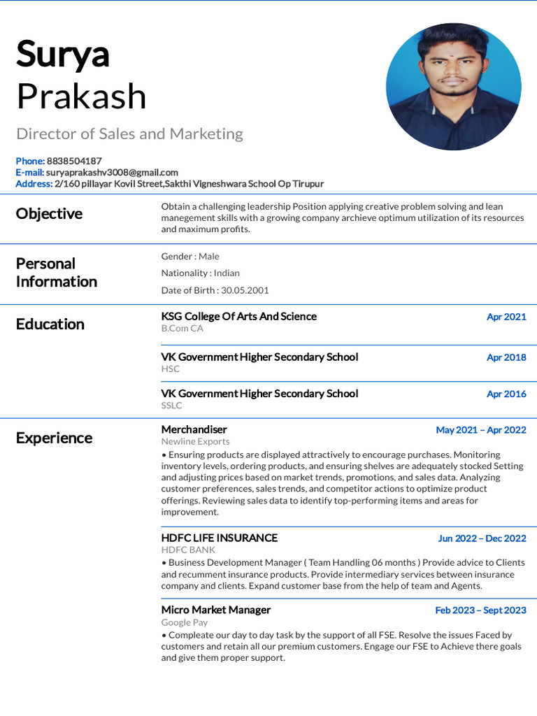 Surya Prakash - Resume - Apna | PDF | Sales | Marketing