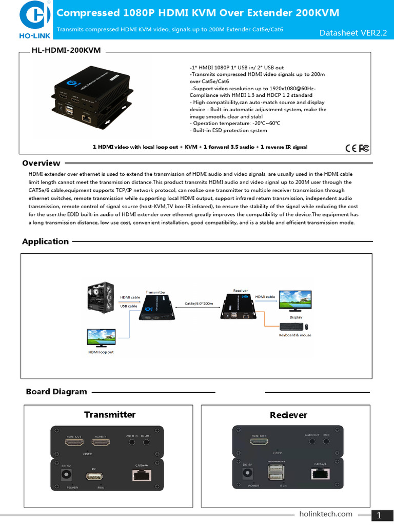 HL Hdmi 200kvm Datasheet v2.2 | PDF | Hdmi | Video