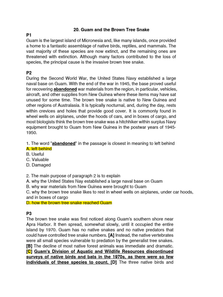 Guam and The Brown Tree Snake | PDF | Snake | Predation