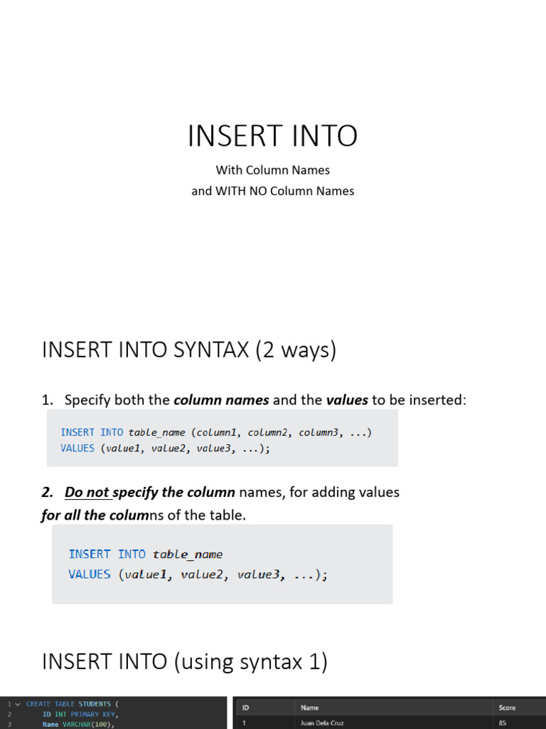 05 Insert Into Statements Pdf