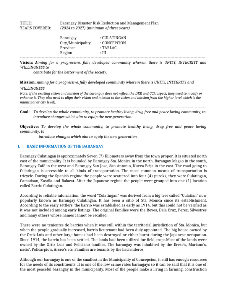 BDRRM Plan Template English | PDF | Natural Disasters | Emergency ...