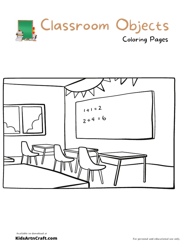 Classroom Objects Coloring Pages For Kids | PDF