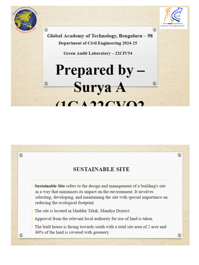 Sustainable Site Green Audit Report 2024 | PDF | Water Conservation | Water