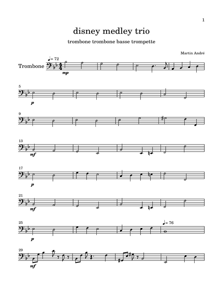 Disney Medley Trio - Trombone-2 | PDF