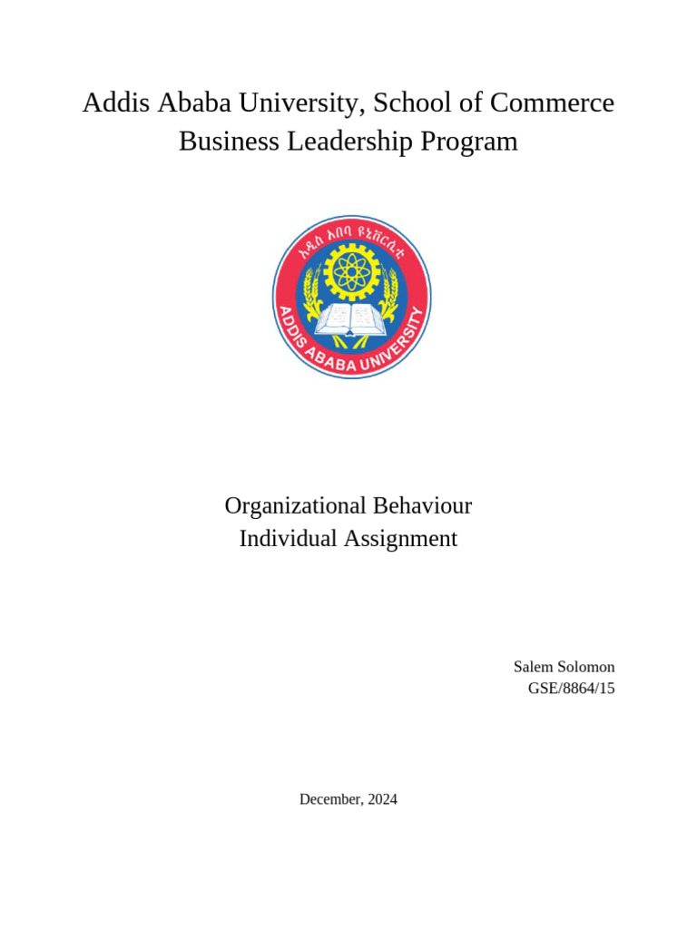 OB Individual assignment (1) | PDF | Extraversion And Introversion | Cognition