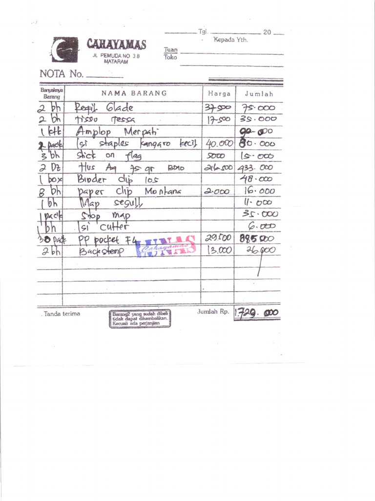 Nota Cahaya Mas 1729000 | PDF