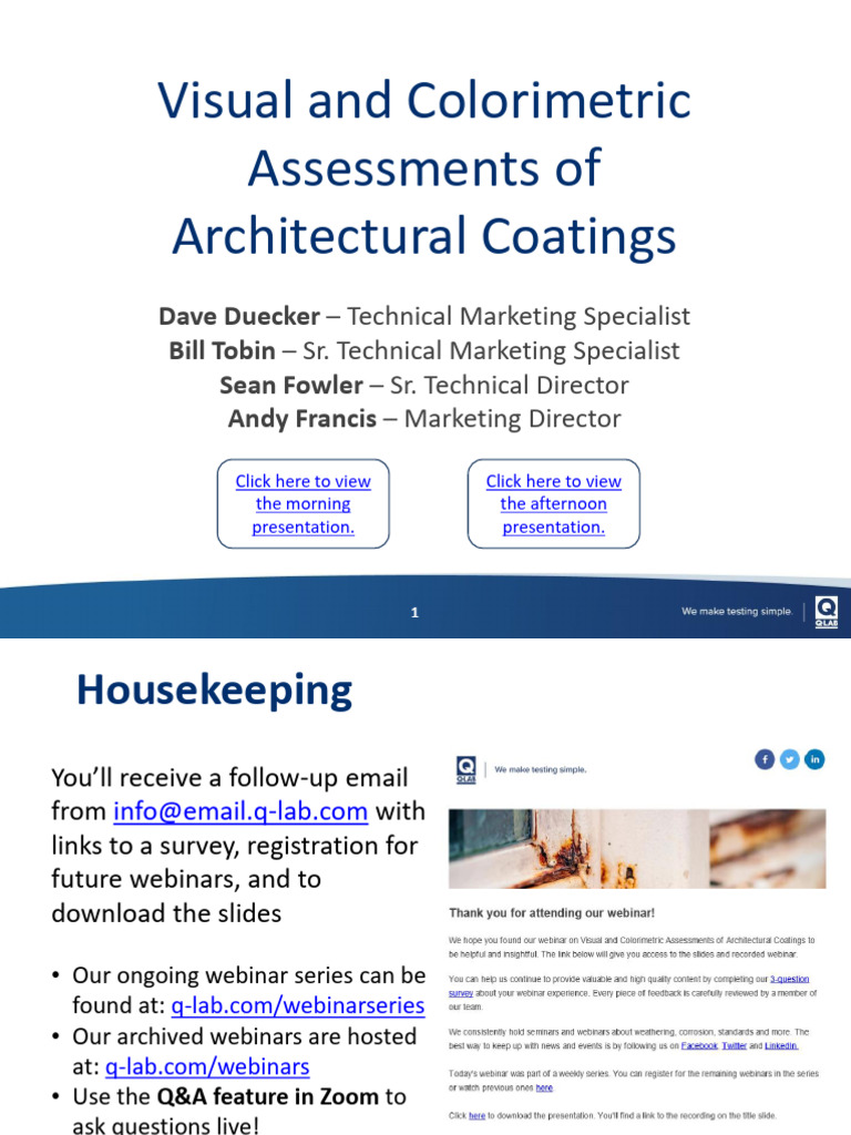 Visual and Colorimetric Assessments of Architectural Coatings Webinar ...