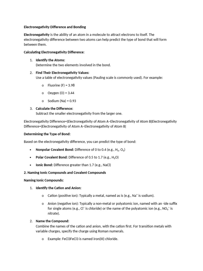 Electronegativity and Bond Types Explained | PDF | Ion | Chemical Bond