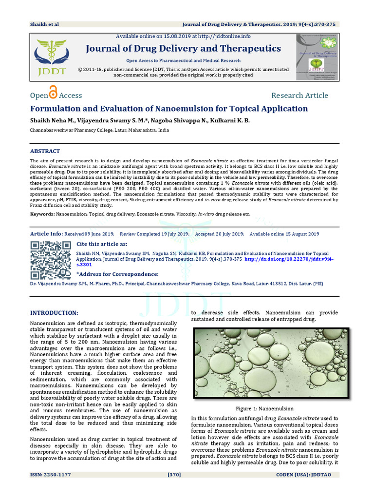 Jddtadmin, 52 370-375 3301-NAGOBA SHIVAPPA 33 | PDF | Emulsion ...