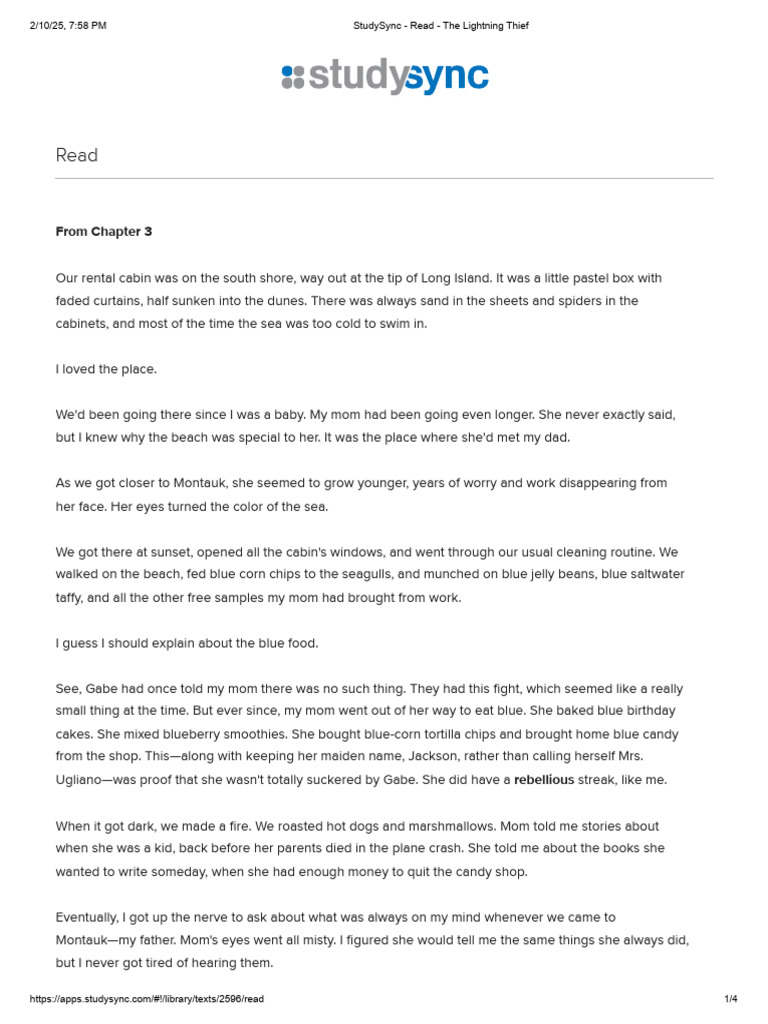 Excerpt from The Lightning Thief | PDF