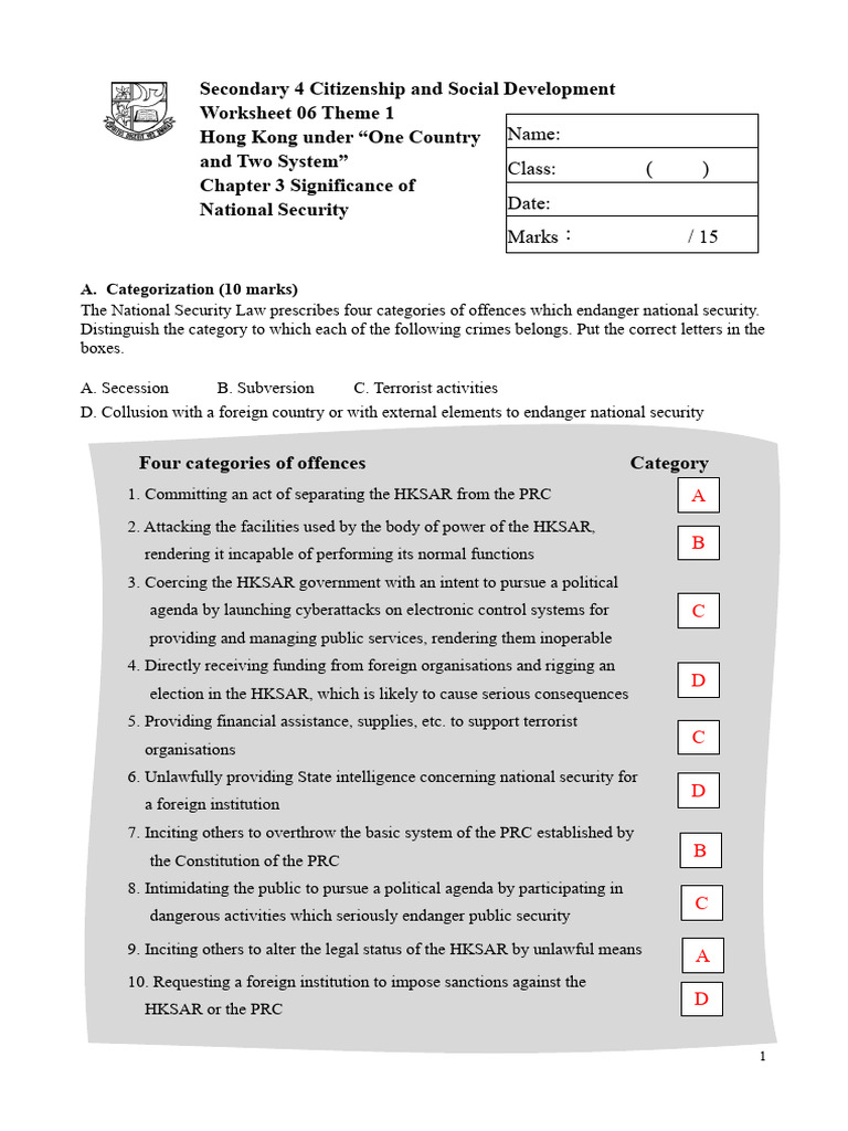WS06 - T1 - Ch3 - Significance of National Security - T - 2425 | PDF ...