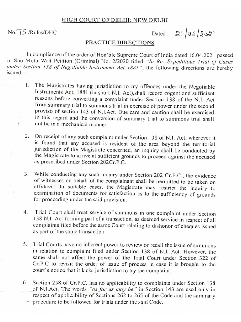 DHC practice_directions | PDF