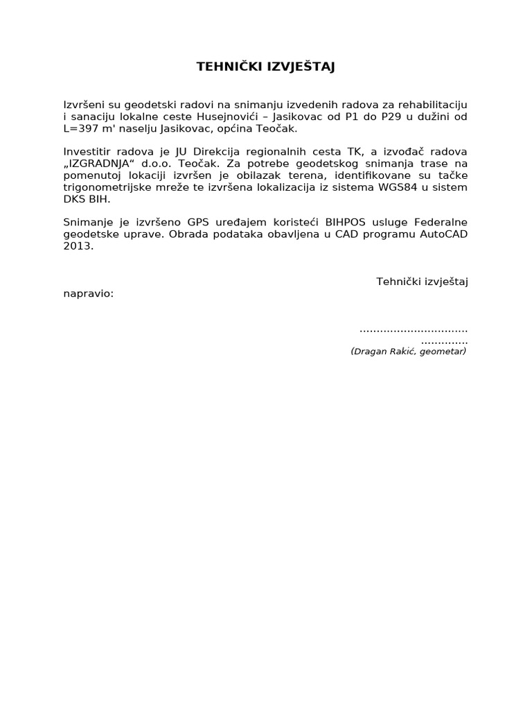 Tehnicki Izvjestaj | PDF