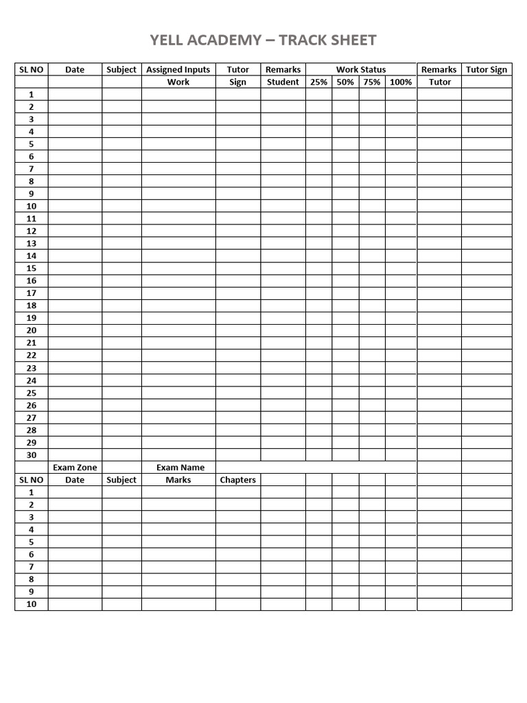 Track Sheet | PDF
