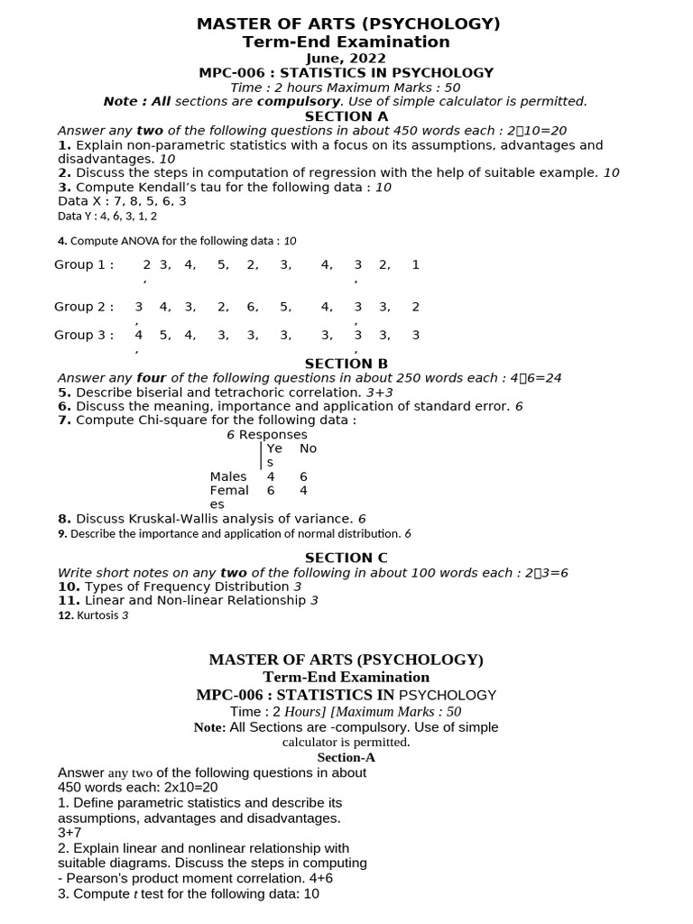 Chi-Square Test in Psychology Statistics | PDF | Statistics | Analysis ...