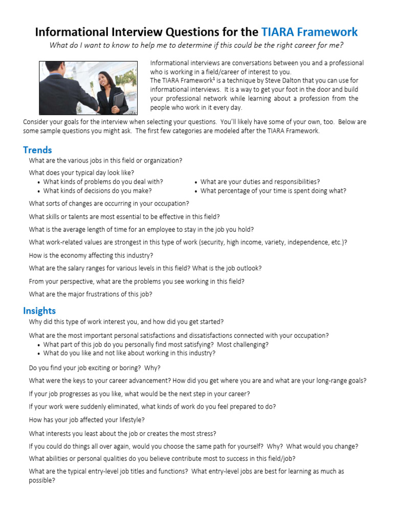 Tiara Informational Interviewing Handout Access | PDF | Social ...