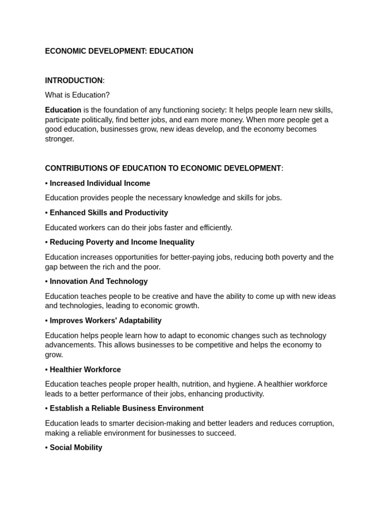 Education's Impact on Economic Growth | PDF