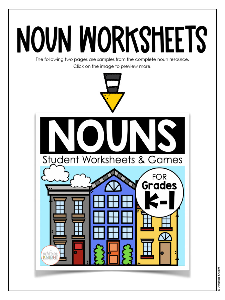 Noun Worksheets: The Following Two Pages Are Samples From The Complete ...