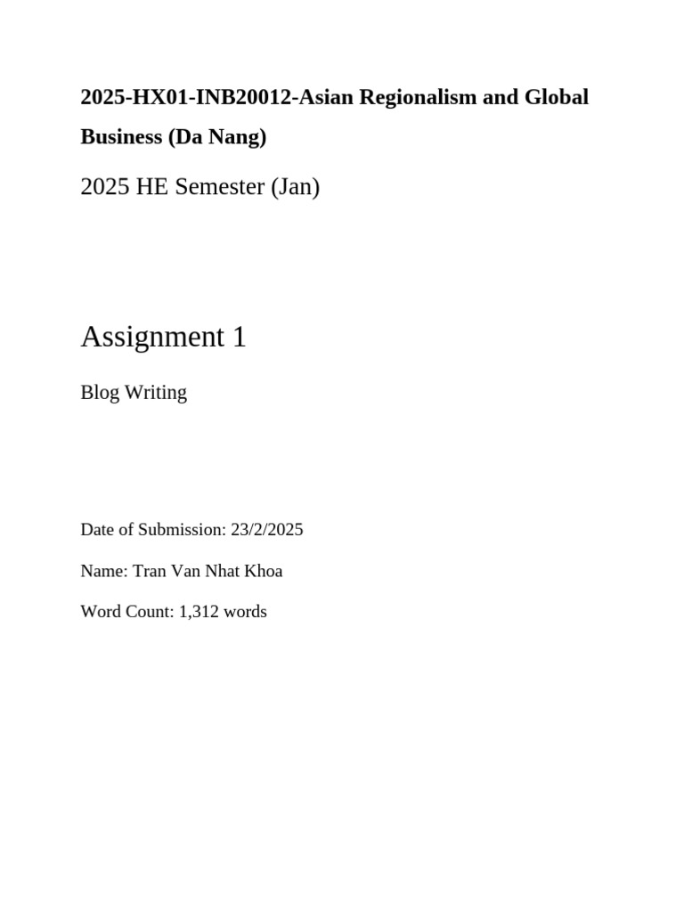 Assignment 1-INB20012 | PDF | Policy | Australia