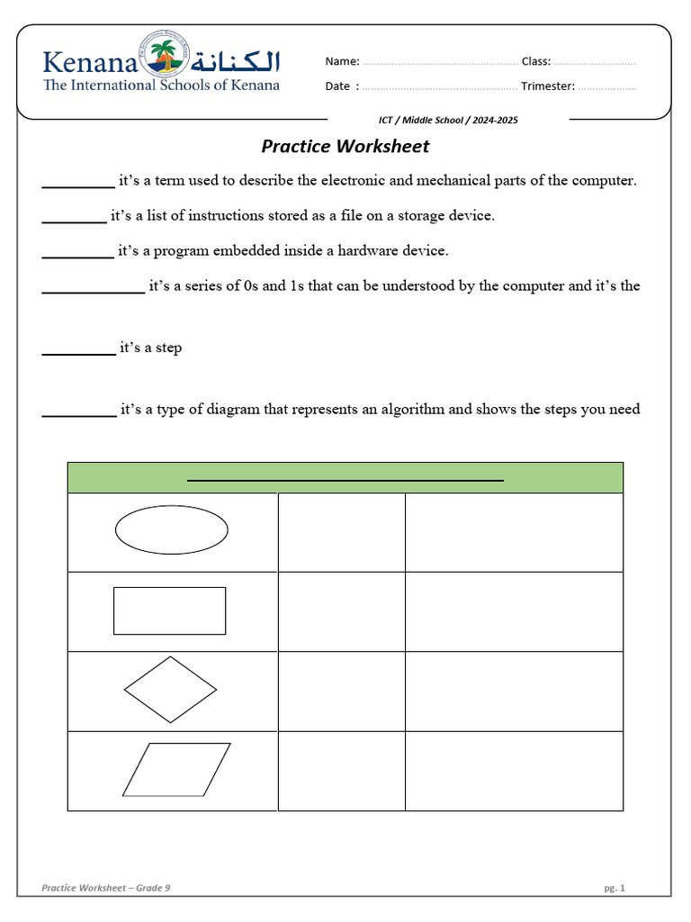 Middle School ICT Practice Worksheets Gr9 | PDF | Computer Program | Programming