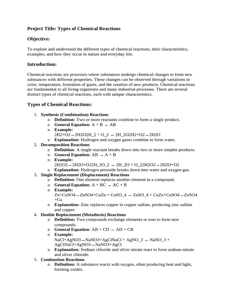 Chemistry_Project | PDF | Chemical Reactions | Redox
