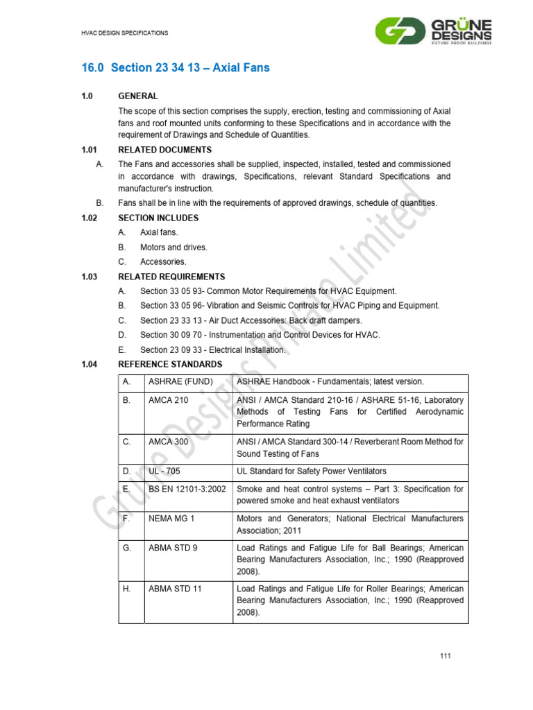 HVAC Design Specifications-111-147 | PDF | Electric Motor | Duct (Flow)