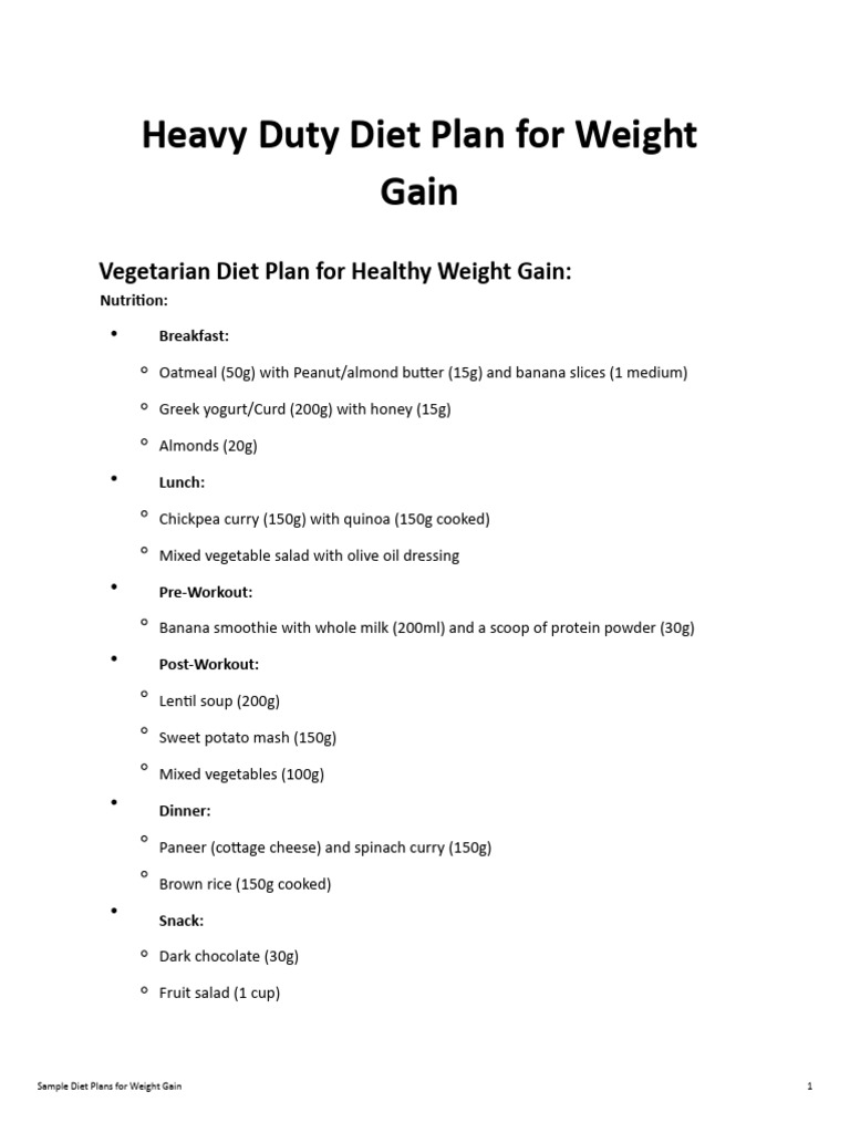 Heavy Duty Diet Plans For Lean Bulking (Weight Gain) | PDF | Yogurt ...