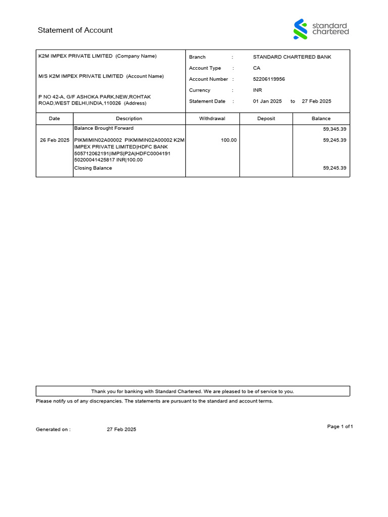 Statement of Account | PDF