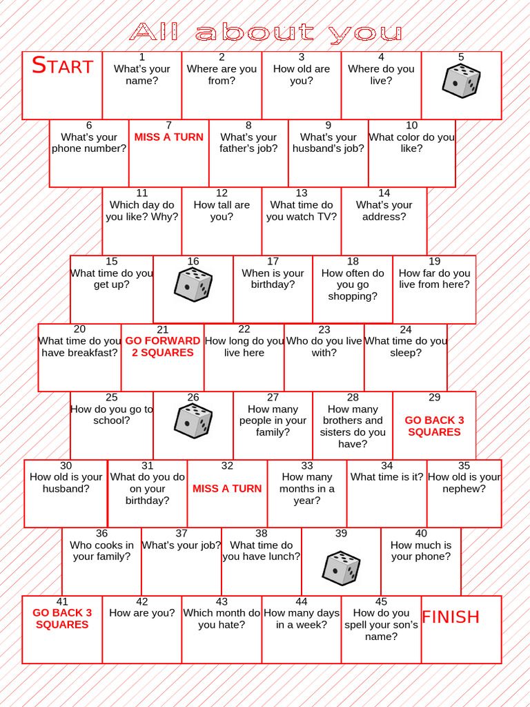 Board Game Personal Information Boardgames Games Icebreakers Oneonone Activities W - 94473 | PDF